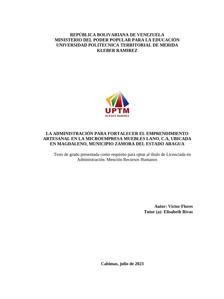 Tesis Completa Muebles. 7102024 | PDF | Iniciativa empresarial ...