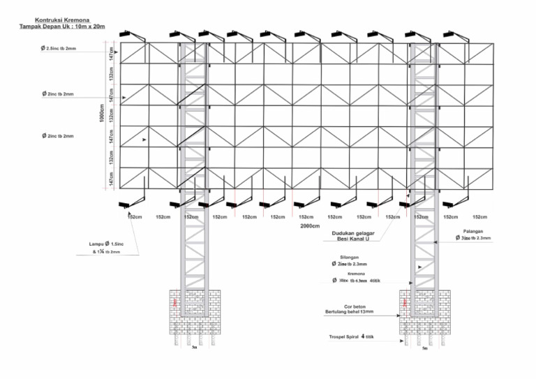 Konstruksi Kremona Tampak Depan Tanpa Billboard | PDF