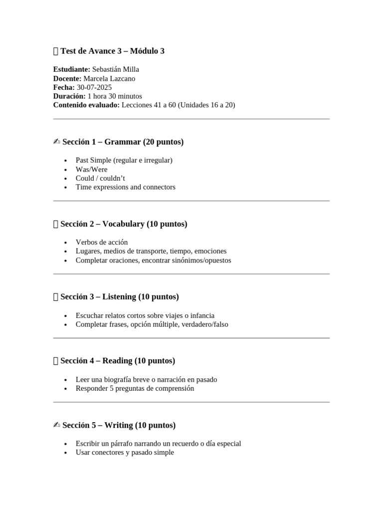Test Avance Modulo3 A1a2 | PDF