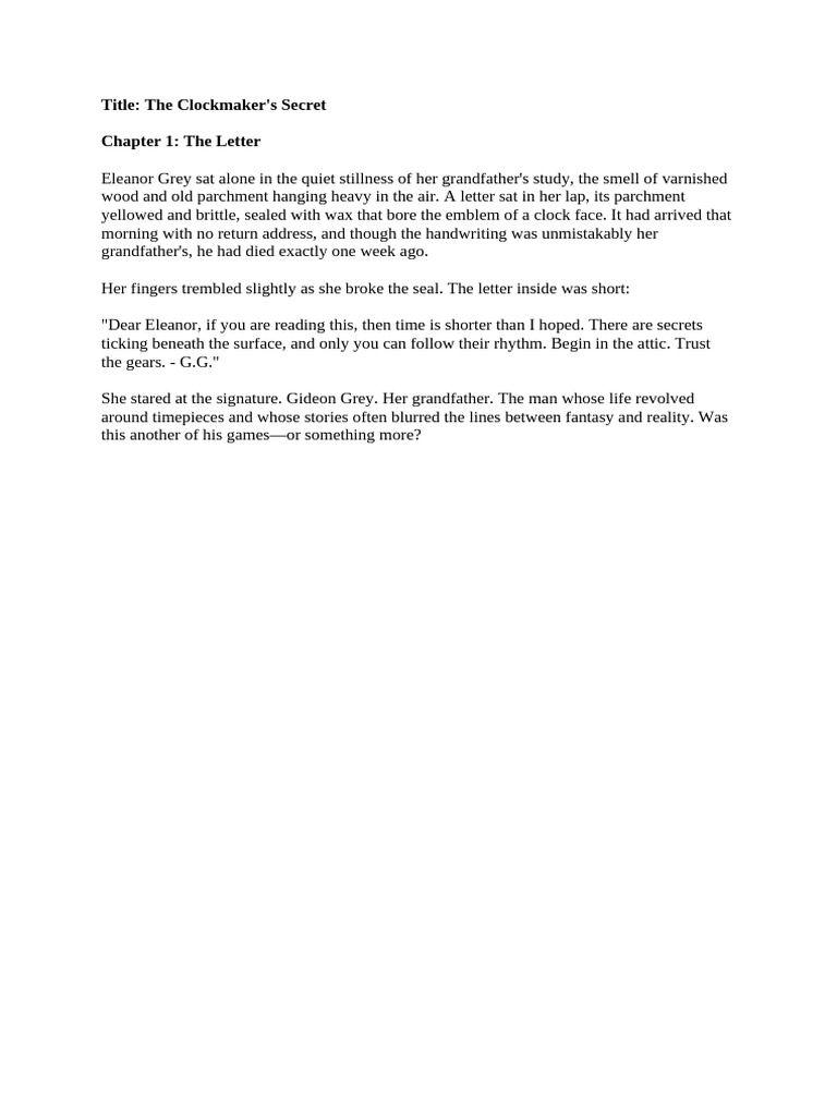 The Clockmakers Secret - Chapter 1 | PDF