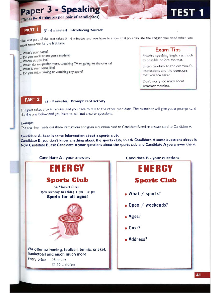 speaking test 1-test 10 | PDF
