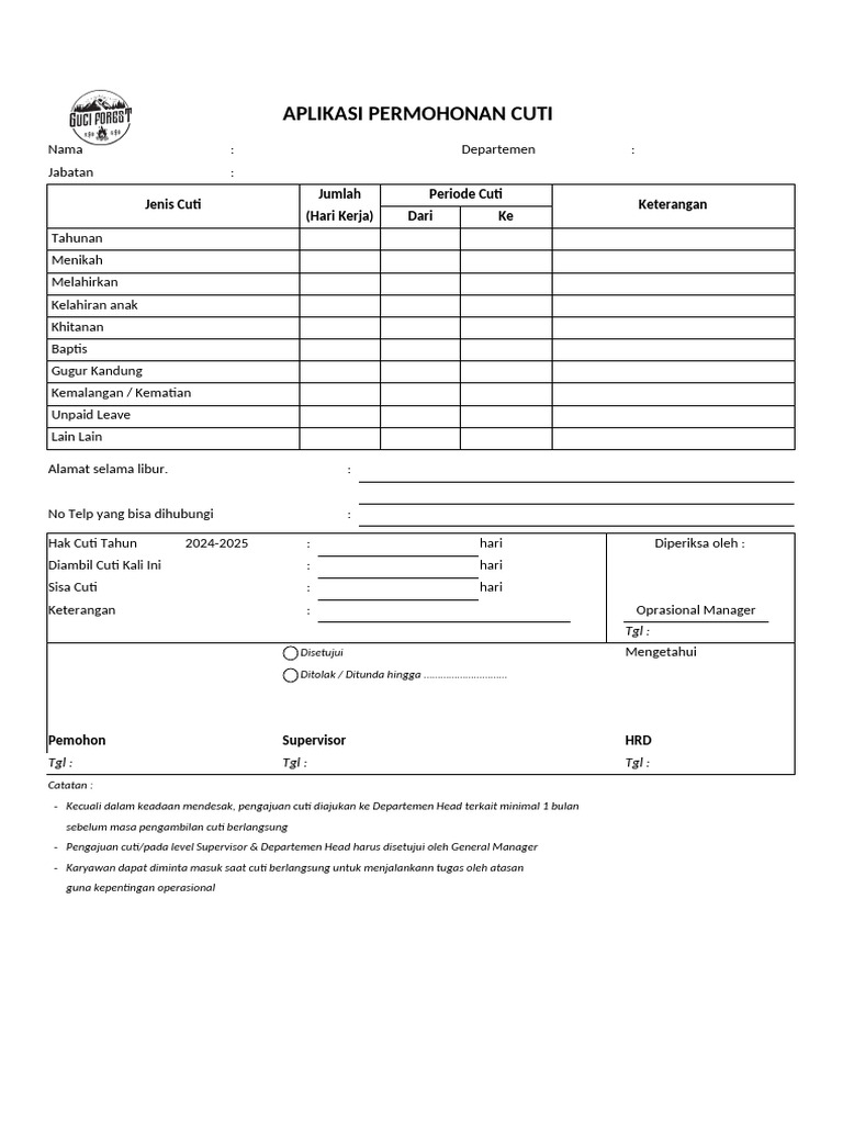 FORM Pengajuan Cuti | PDF