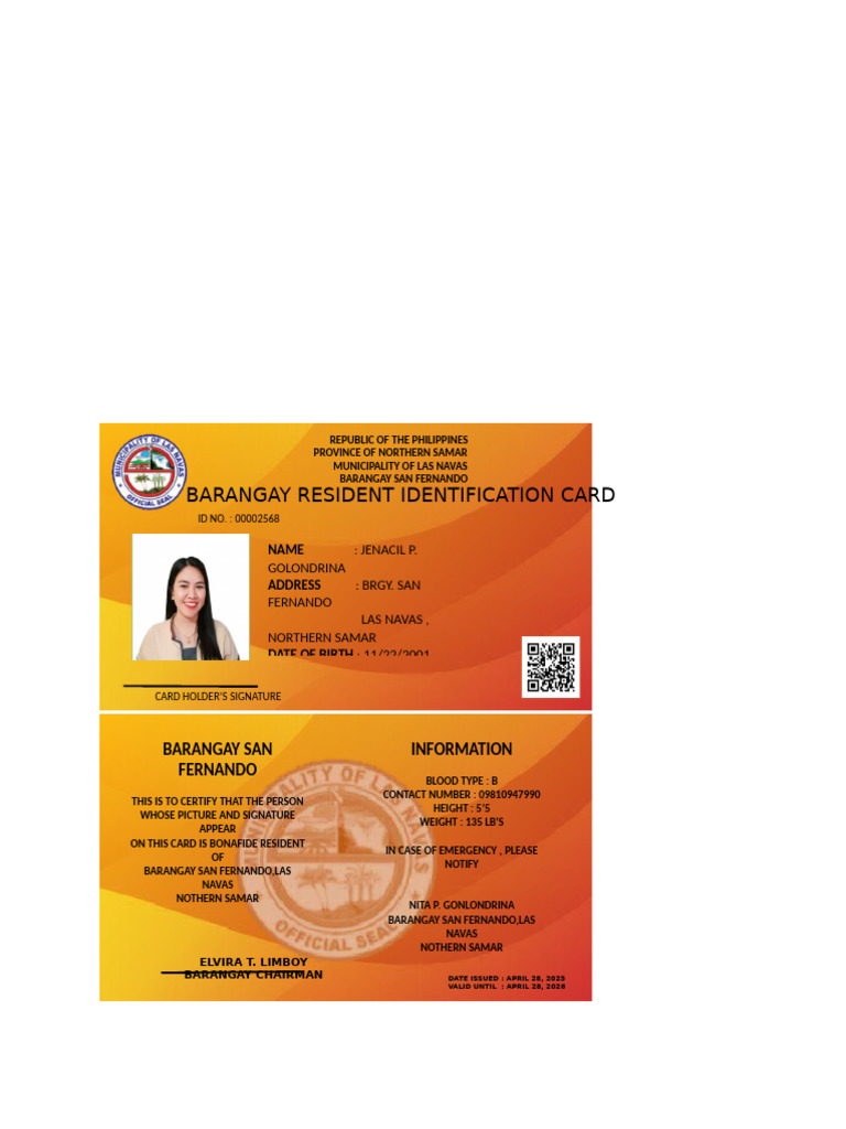 Barangay Id Format | PDF