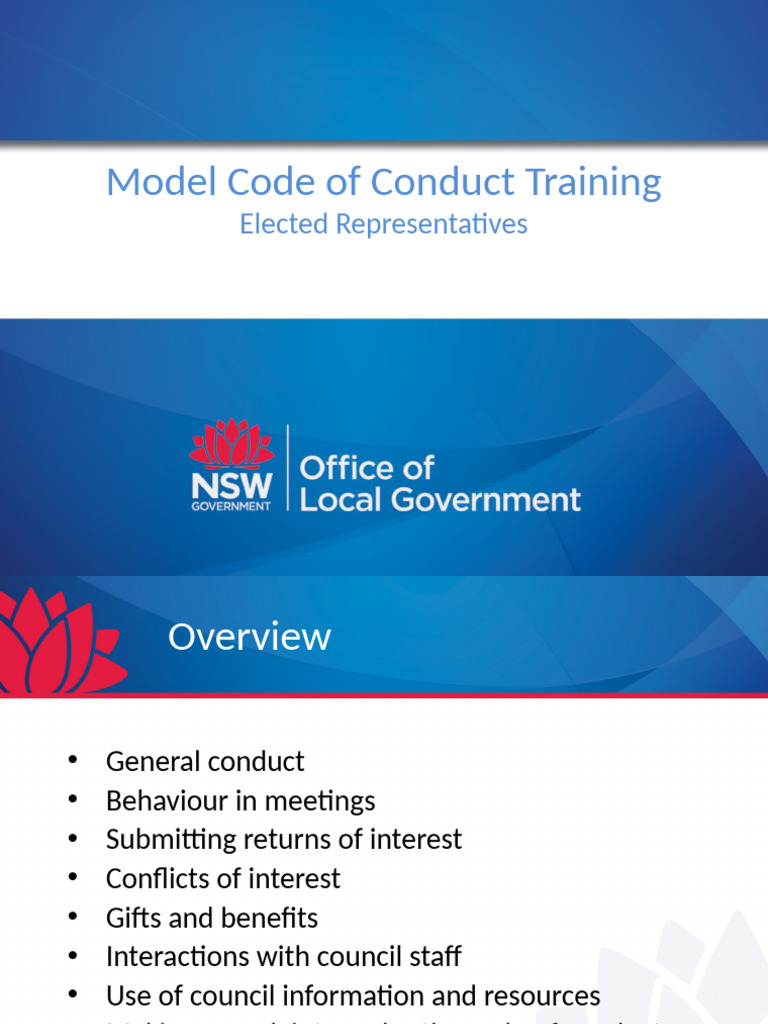 Code of Conduct Training Elected Representatives 2019 | PDF | Conflict ...