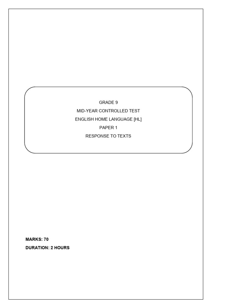 Grade 9 English Paper 1 Exam Guide | PDF