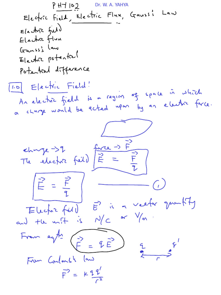 PHY102 Yahya ElectricFlux Gauss Law | PDF