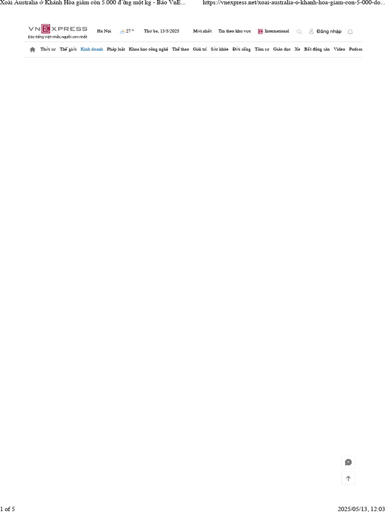 Kinh Doanh: 27 TH Ba, 13/5/2025 M Inh T International Hà N I Tin Theo Khu V C | PDF