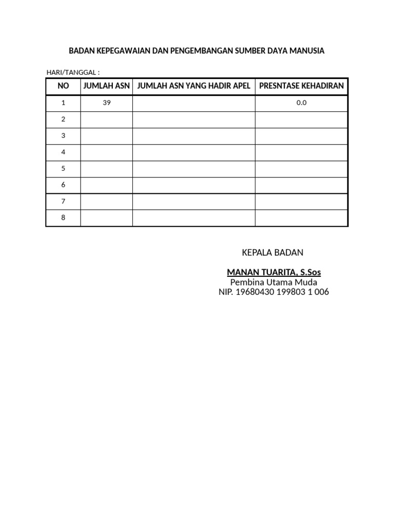 FORMAT ABSEN BARU | PDF