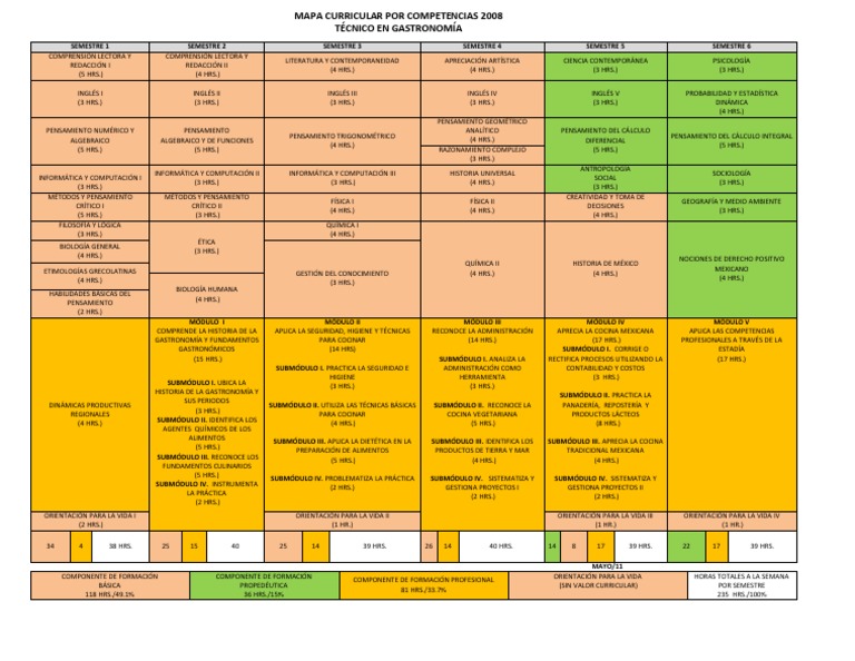Mapa Curricular Gastronomia Mayo 2011