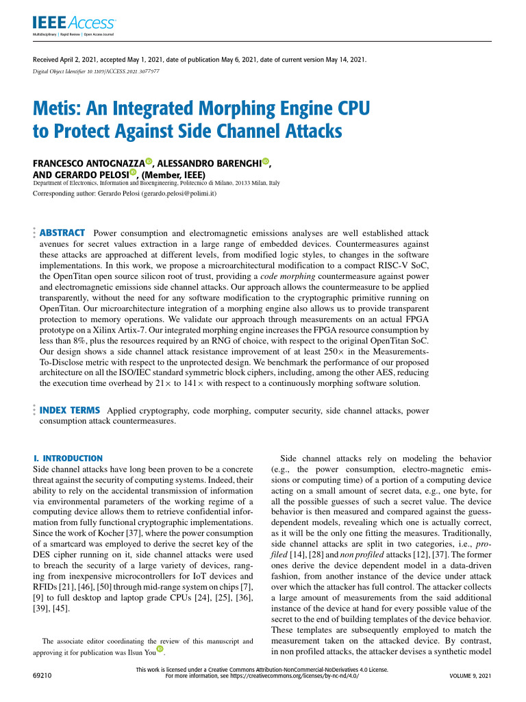 Metis An Integrated Morphing Engine CPU To Protect | PDF | Central Processing Unit | Statistics