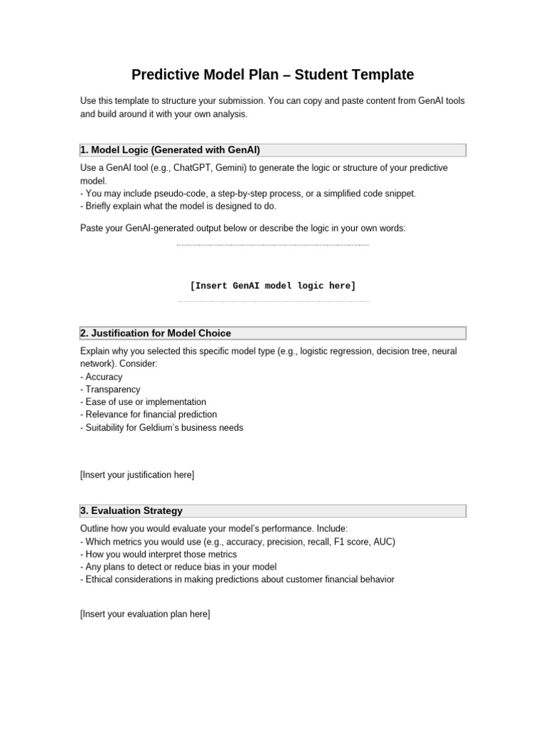 Task 2 - ModelPlan - Template | PDF
