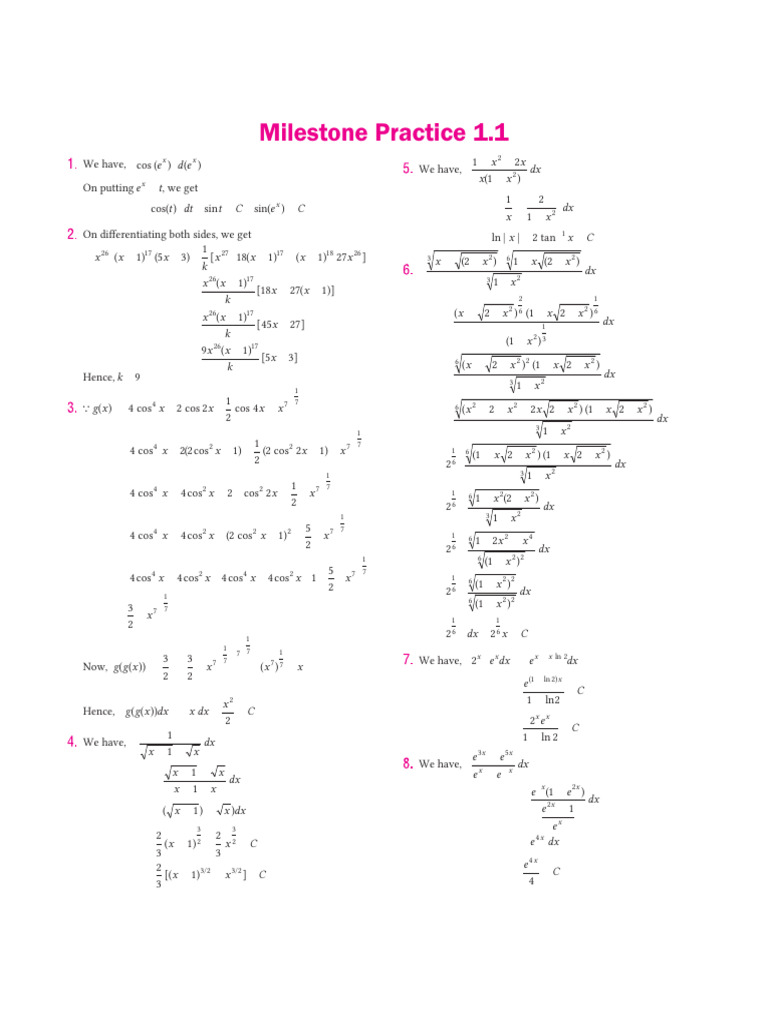 IIT Integral Calculus New Milestone 1.1 Copy | PDF