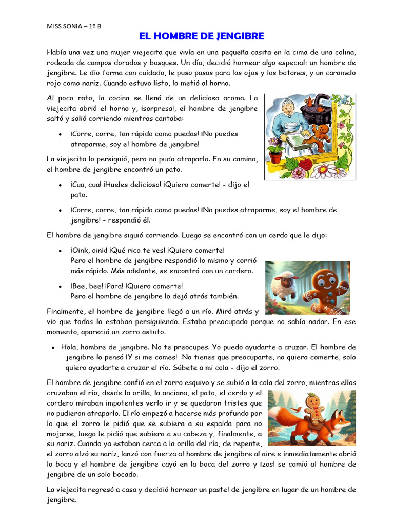 El Hombre de Jengibre: Cuento Infantil | PDF