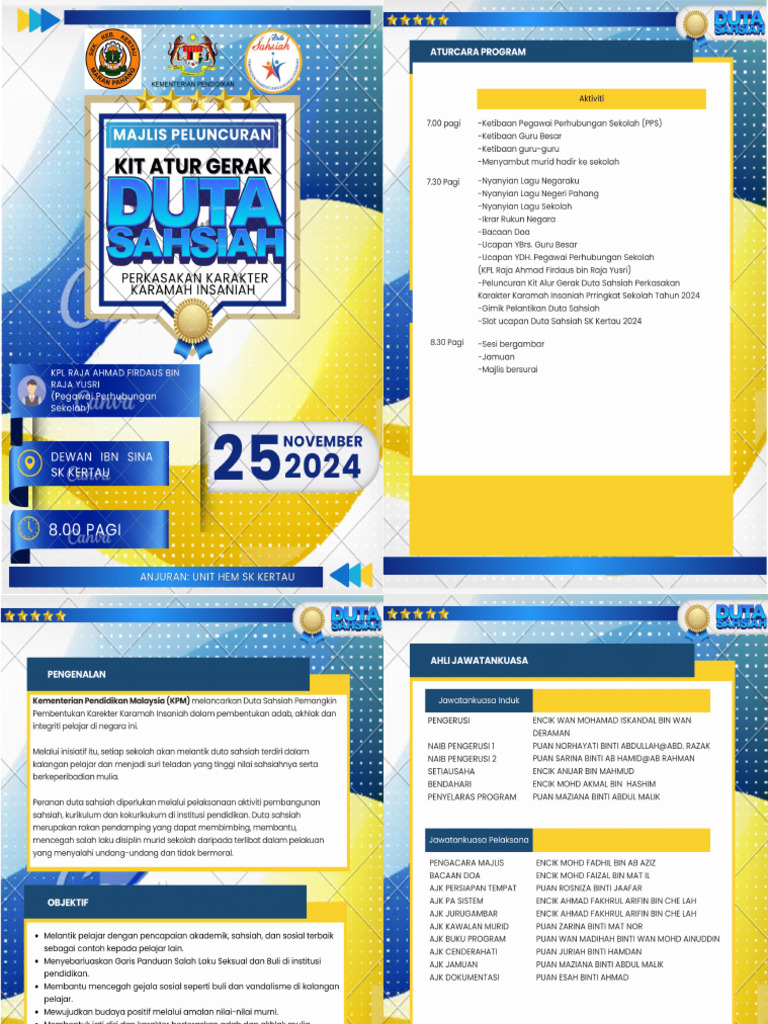 Buku Program Peluncuran Kit Atur Gerak Duta Sahsiah SK Kertau 2024 | PDF