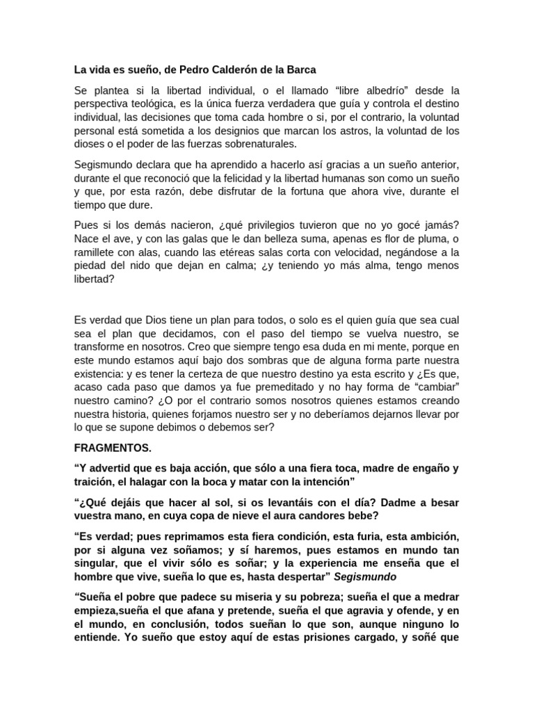 La Vida Es Sueño | PDF
