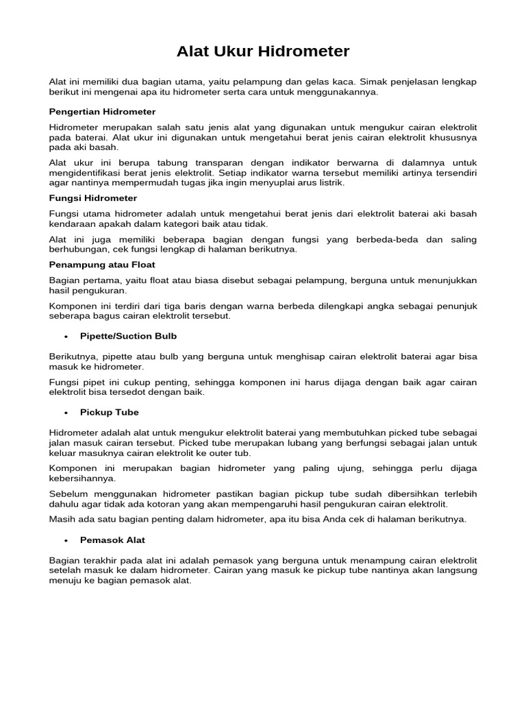 Alat Ukur Hidrometer | PDF