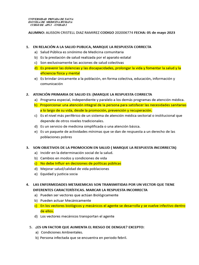 Aps I. - 1er Examen - 2023 | PDF | Cuidado de la salud | Salud pública