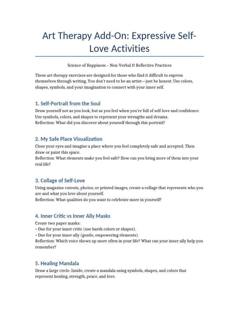Art Therapy Add On Self Love Science of Happiness | PDF