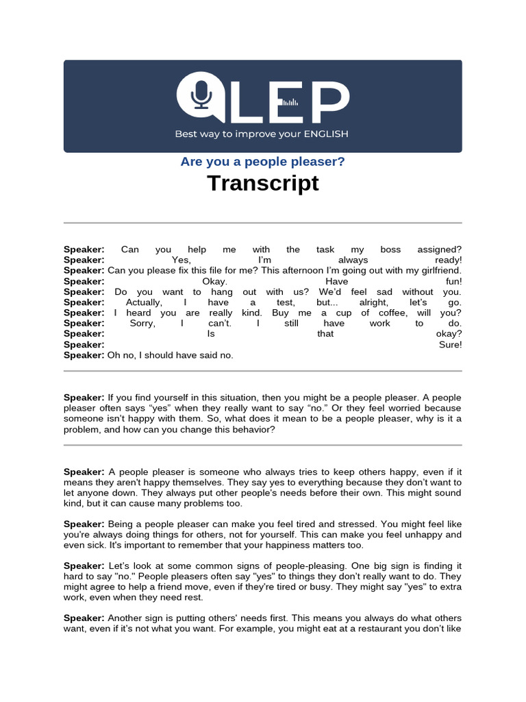 Are You A People Pleaser | PDF | Feeling | Psychology