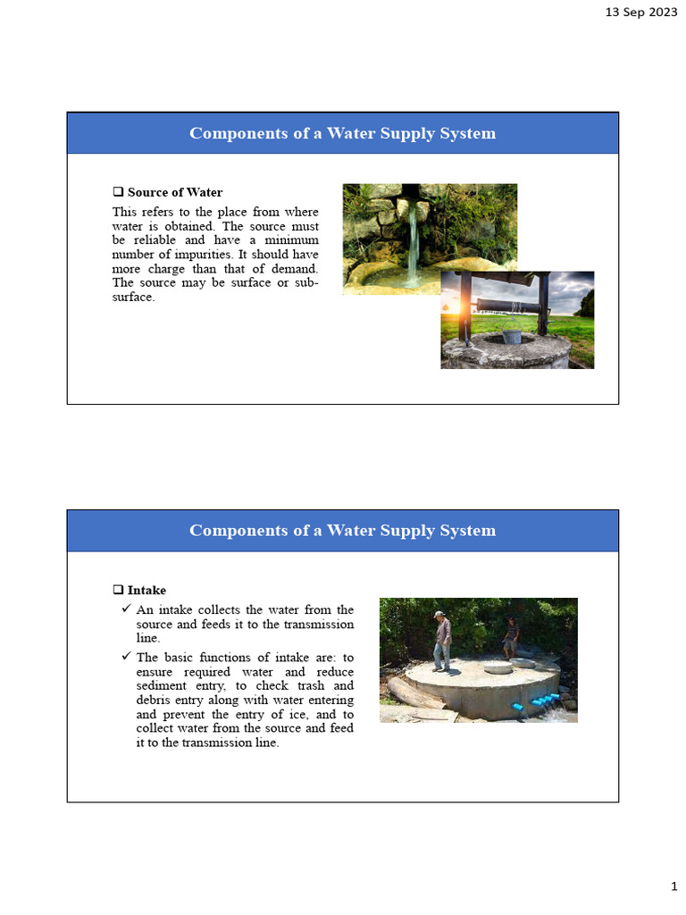 Components of Water Supply Systems | PDF | Water Supply Network | Water