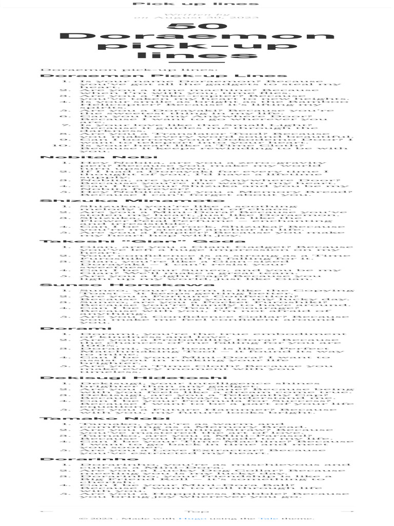 50 Doraemon Pick-Up Lines Pick Up Lines | PDF