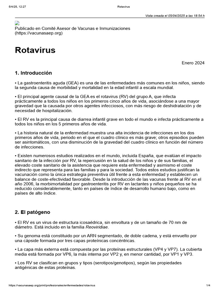 Rotavirus | PDF | Pediatría | Cuidado de la salud