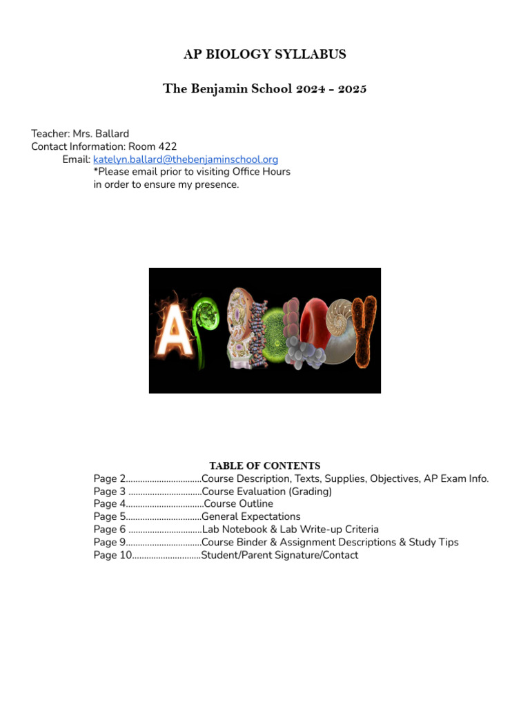 AP Biology Student Syllabus | PDF | Science | Advanced Placement