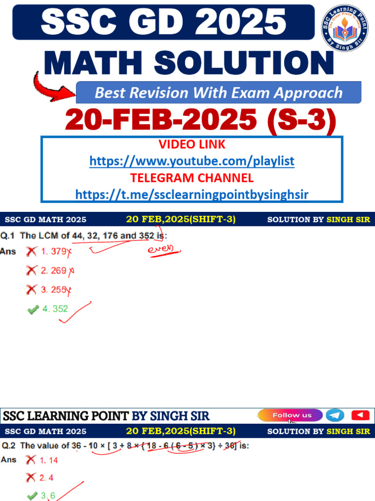 GD Math 20-Feb-2025 (S-3) ) by Singh Sir | PDF