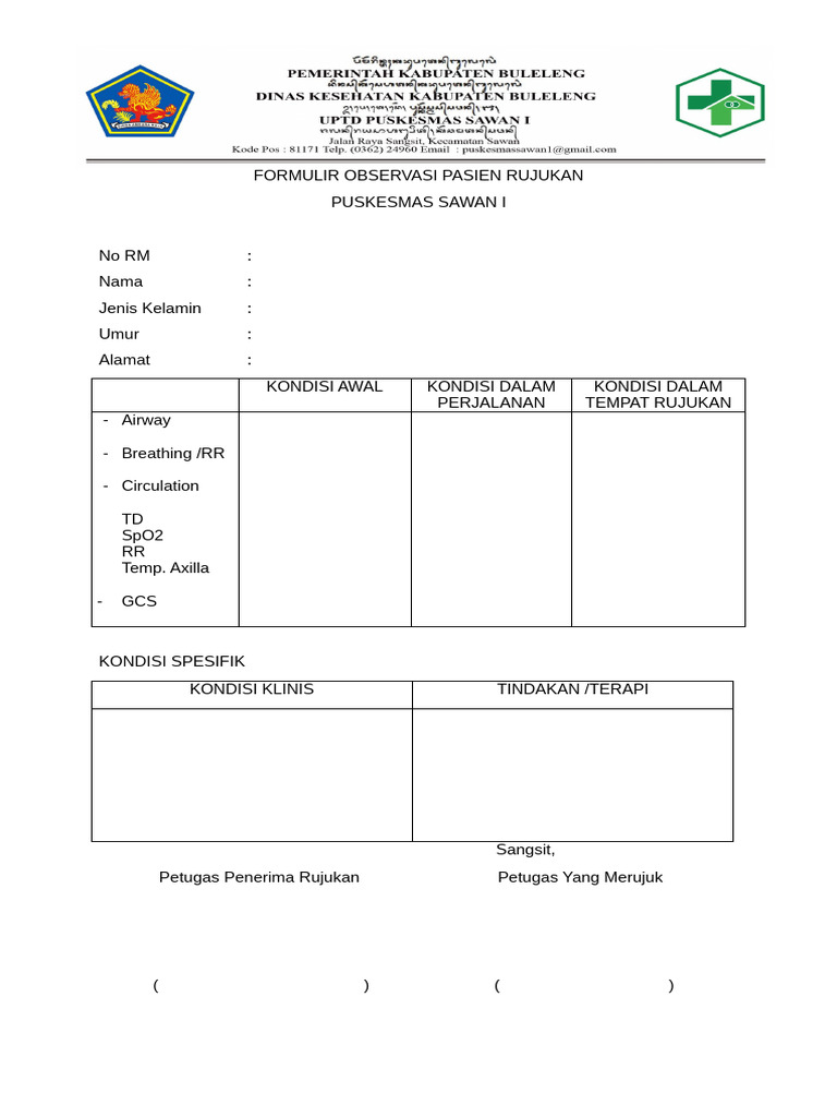 Formulir Observasi Pasien Rujukan | PDF