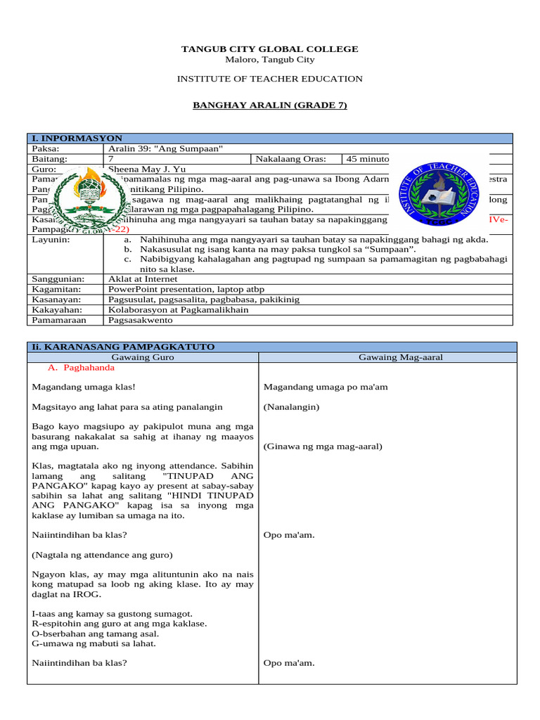 YU LP38 FinalDemoAralin39AngSumpaan | PDF