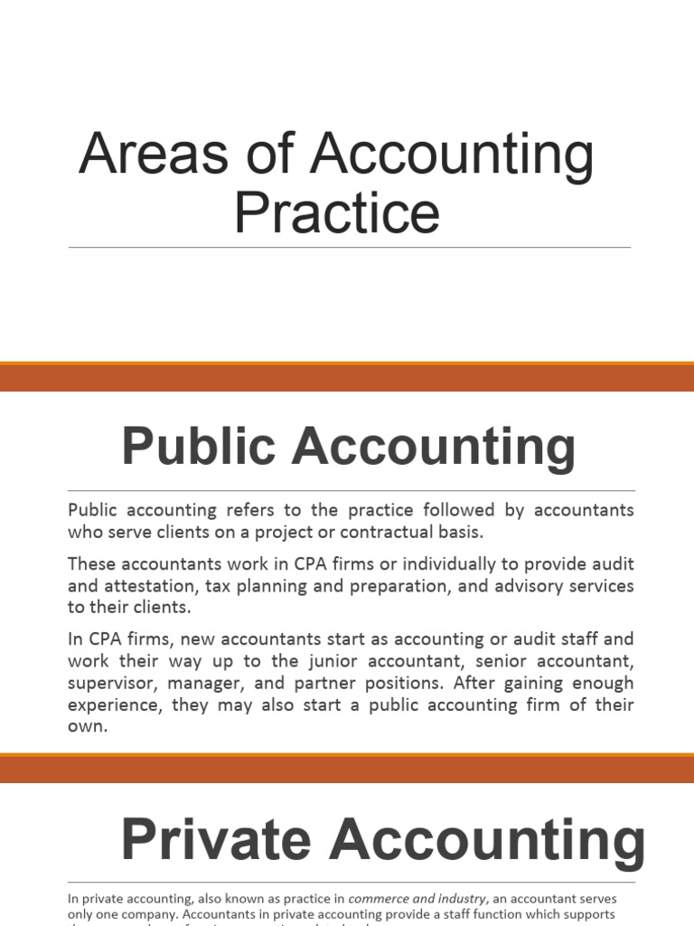 Areas of Accounting Practice | PDF | Accountant | Corporations
