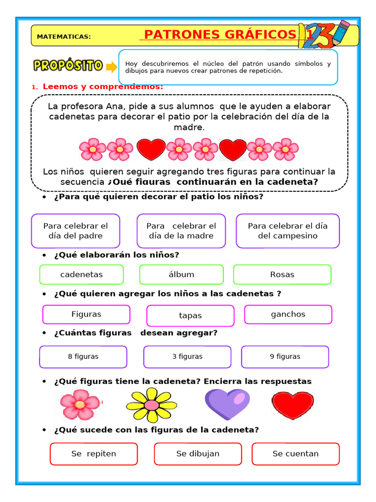 U2 S2 Ficha D2 Mat Patrones Graficos 1 | PDF | Aprendizaje