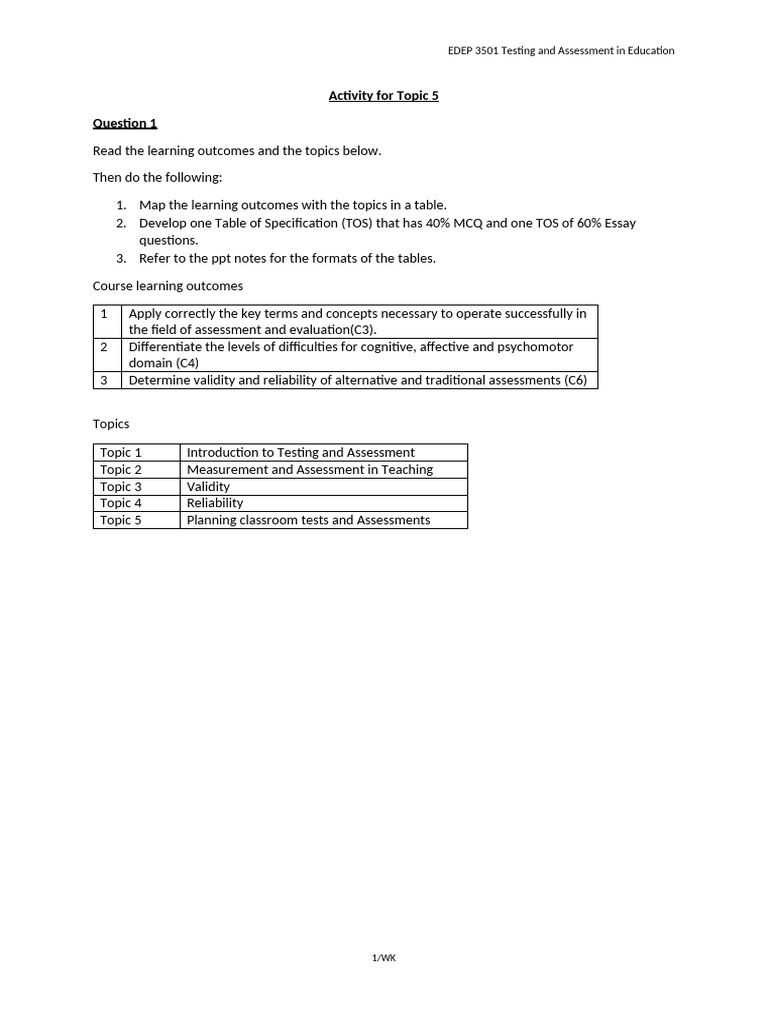 Activity For Topic 5 | PDF