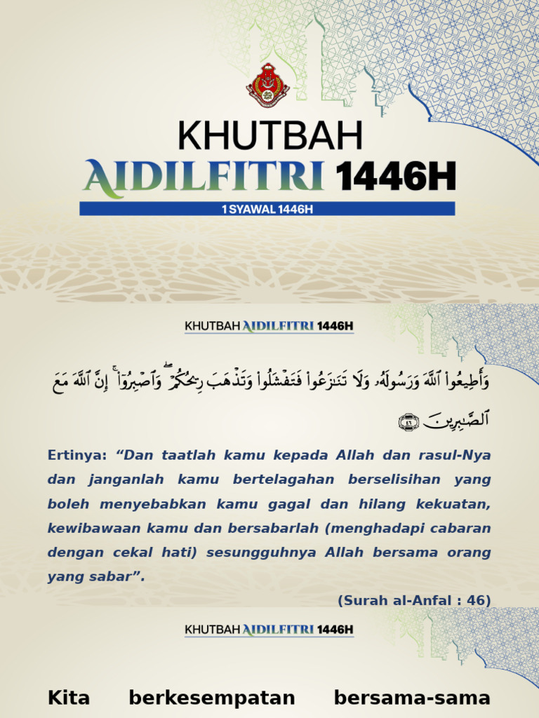 Khutbah Aidilfitri: Cekal Hati dan Tanggungjawab | PDF