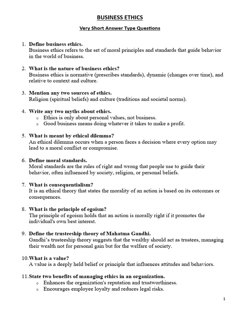 Business Ethics: Key Concepts Explained | PDF | Business Ethics ...