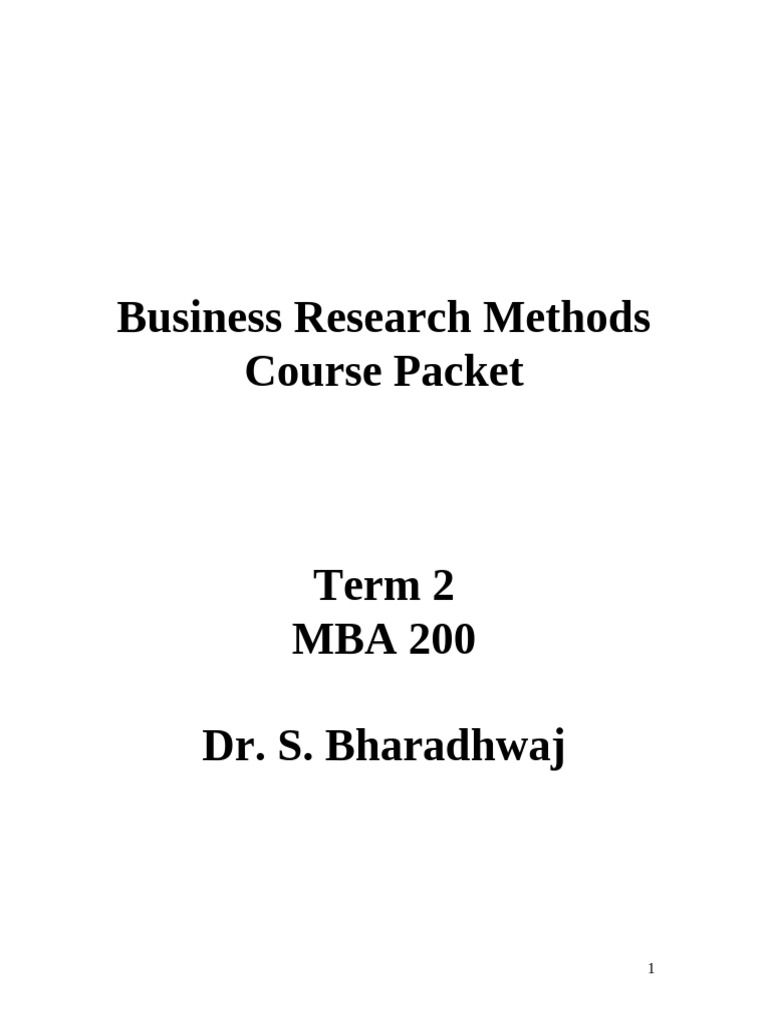 MBA Course on Business Research Methods | PDF | Qualitative Research ...