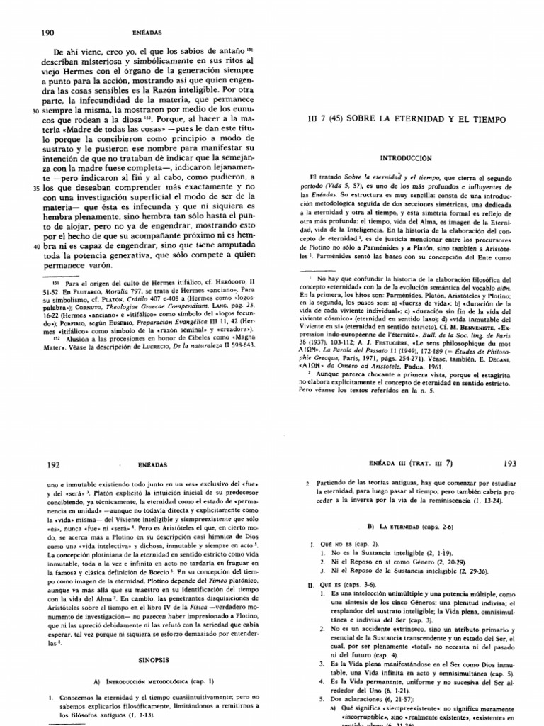 Plotino, Enéadas III.7 | PDF | Aristóteles | Platón