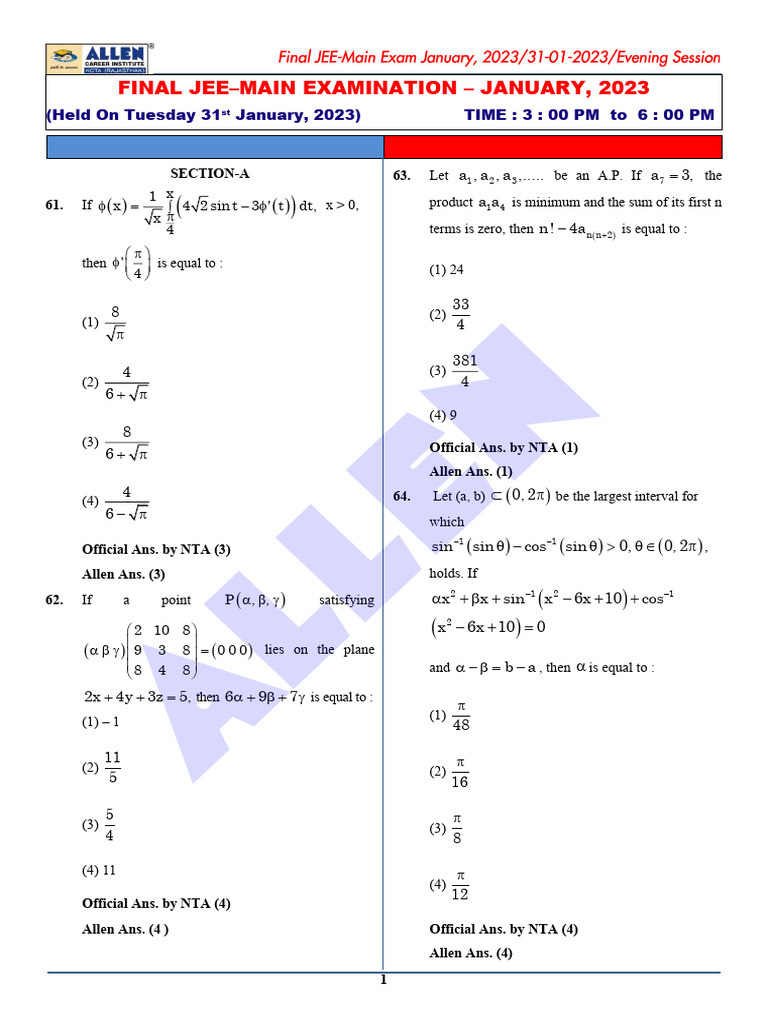 3101+mathematics Paper+with+Answer Evening | PDF | Matrix (Mathematics ...