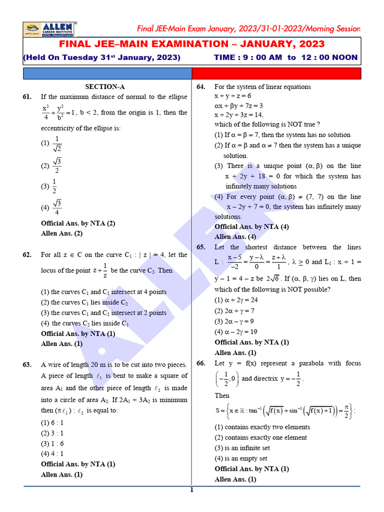 3101-Mathematics Paper+With+Answer Morning | PDF | Algebra | Mathematics