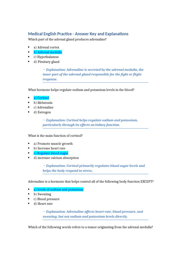 Medical English Practice Sample | PDF