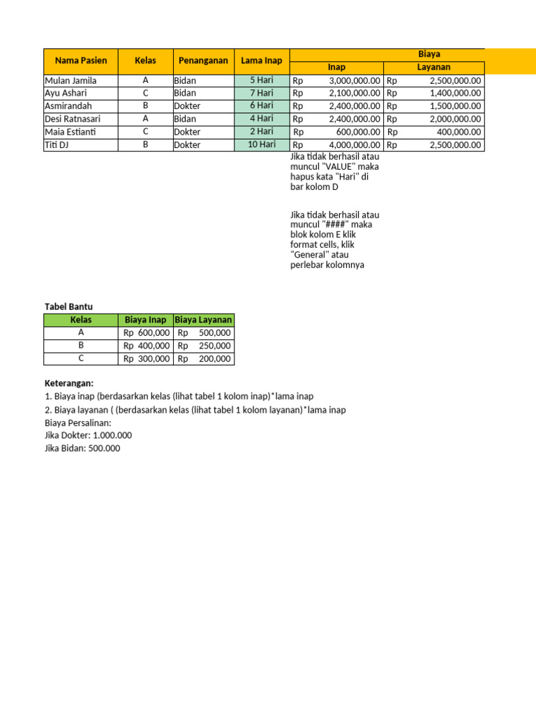 Latihan Rumus Dasar Excel Untuk Admin Rumah Sakit Yang Wajib Dikuasai | PDF