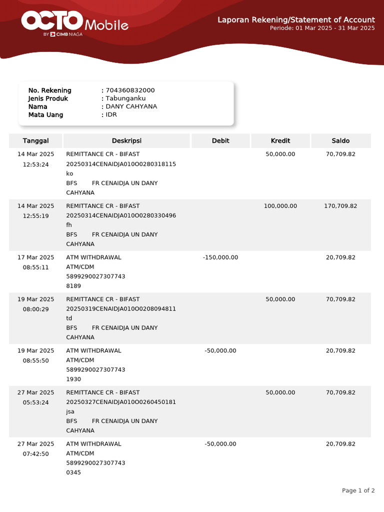 CASA Statement Mar2025 28032025081146 PDF | PDF | Financial Services | Personal Finance