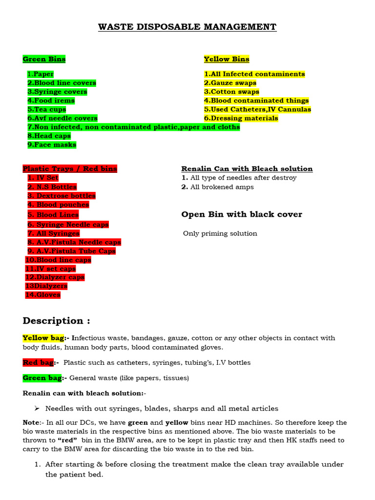 Waste Management Guidelines for Healthcare | PDF
