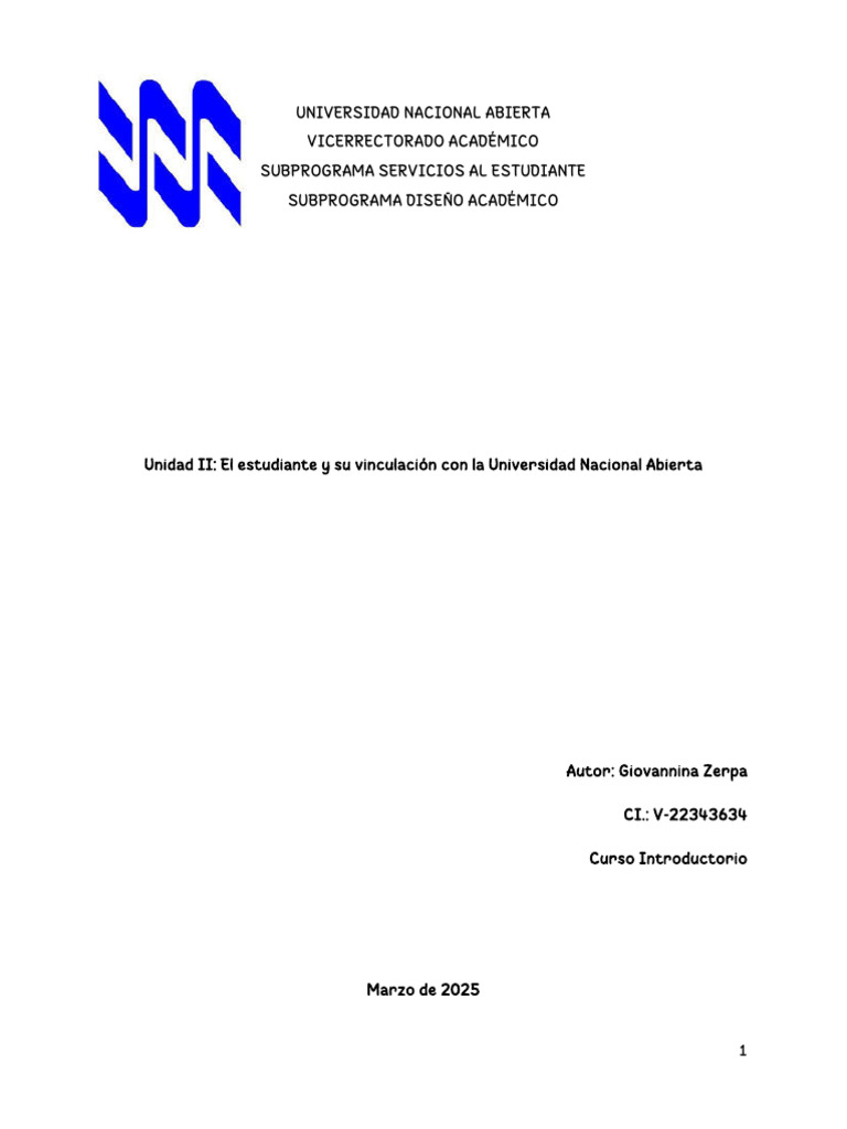 Unidad II Una-Giovannina Zerpa | PDF | Aprendizaje | Conocimiento