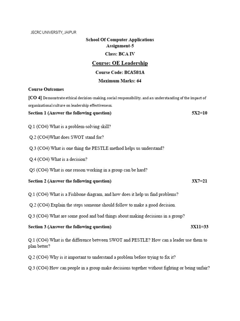 Assign 5 OE Leadership 23BCA | PDF