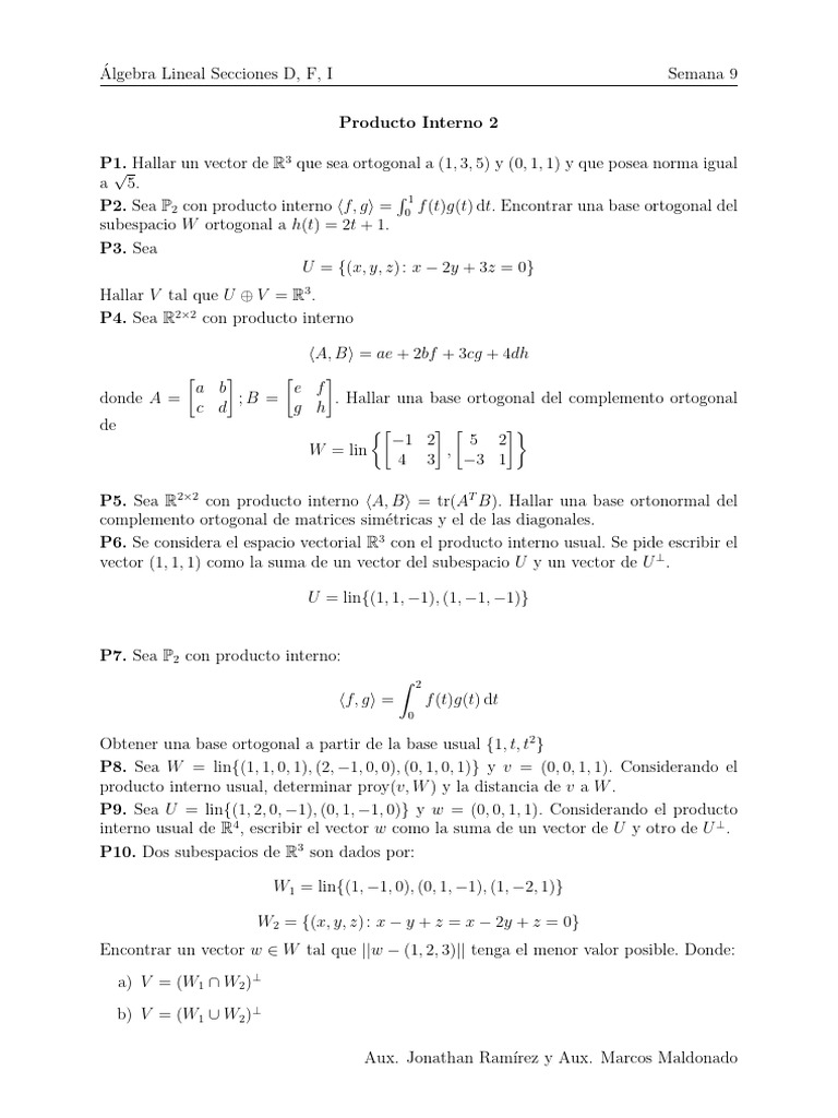 AL Semana 9 - Conjuntos Ortogonales y Ortonormales, Gram-Schmidt | PDF ...