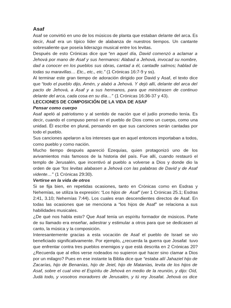 Datos de Asaf | PDF | Contenido bíblico | Libros de la Biblia hebrea