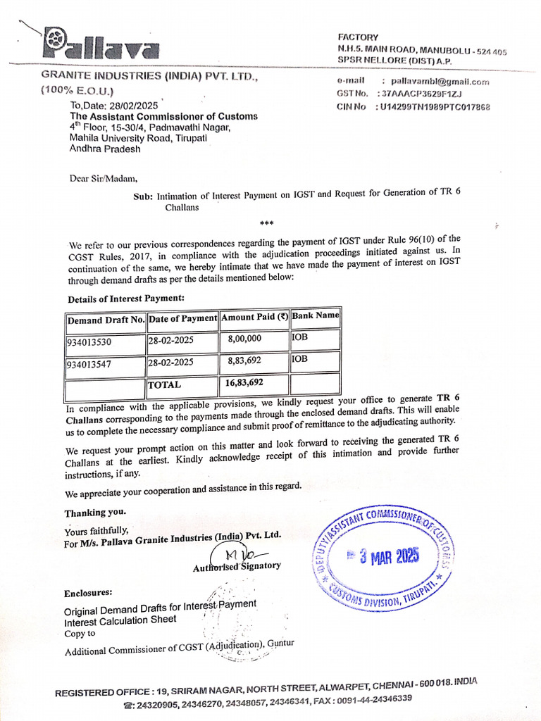 Igst Payment & Tr6 Challans | PDF