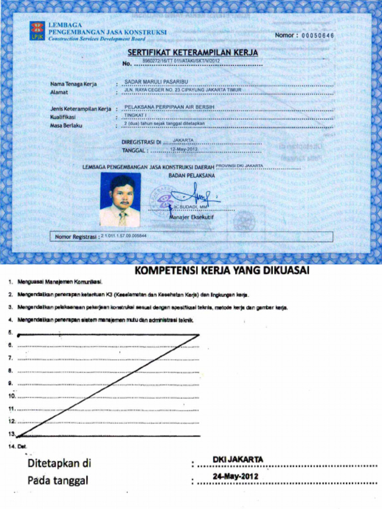 SKT Pelaksana Perpipaan Sadar | PDF