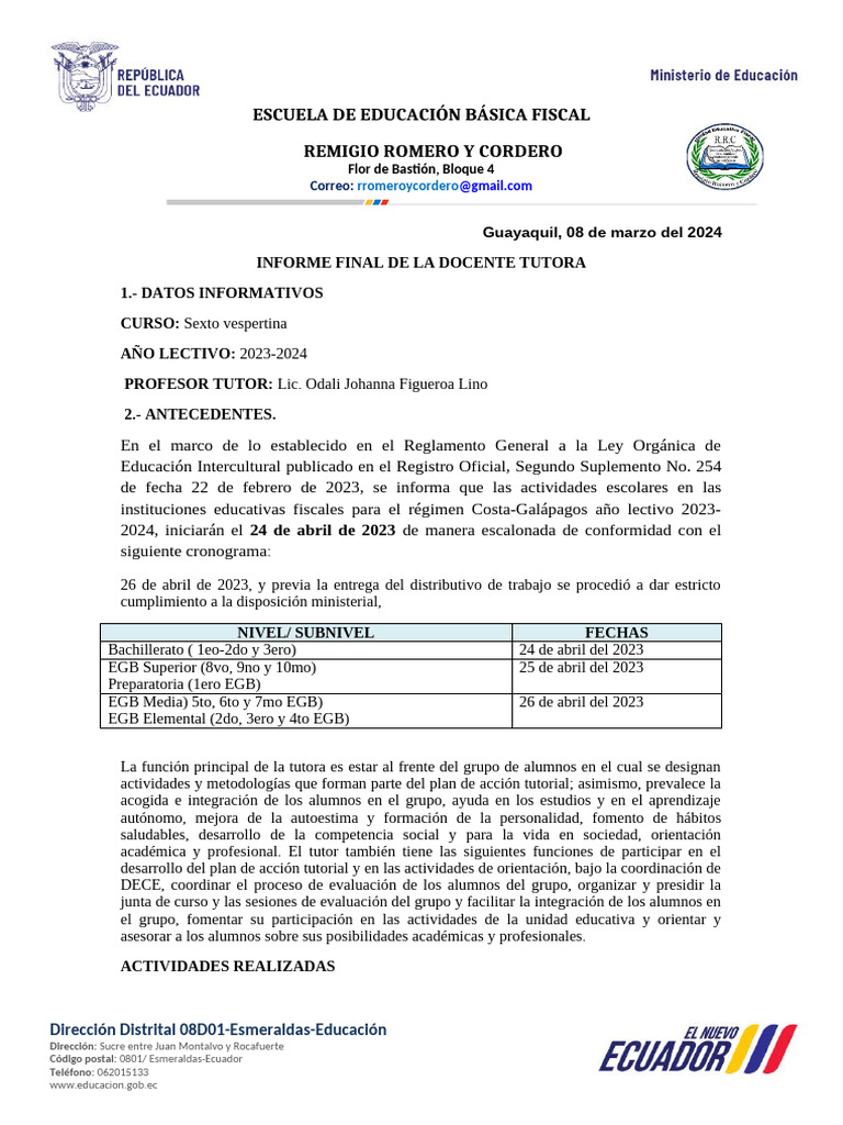 Informe Final 1ero Tecnico | PDF | Aprendizaje